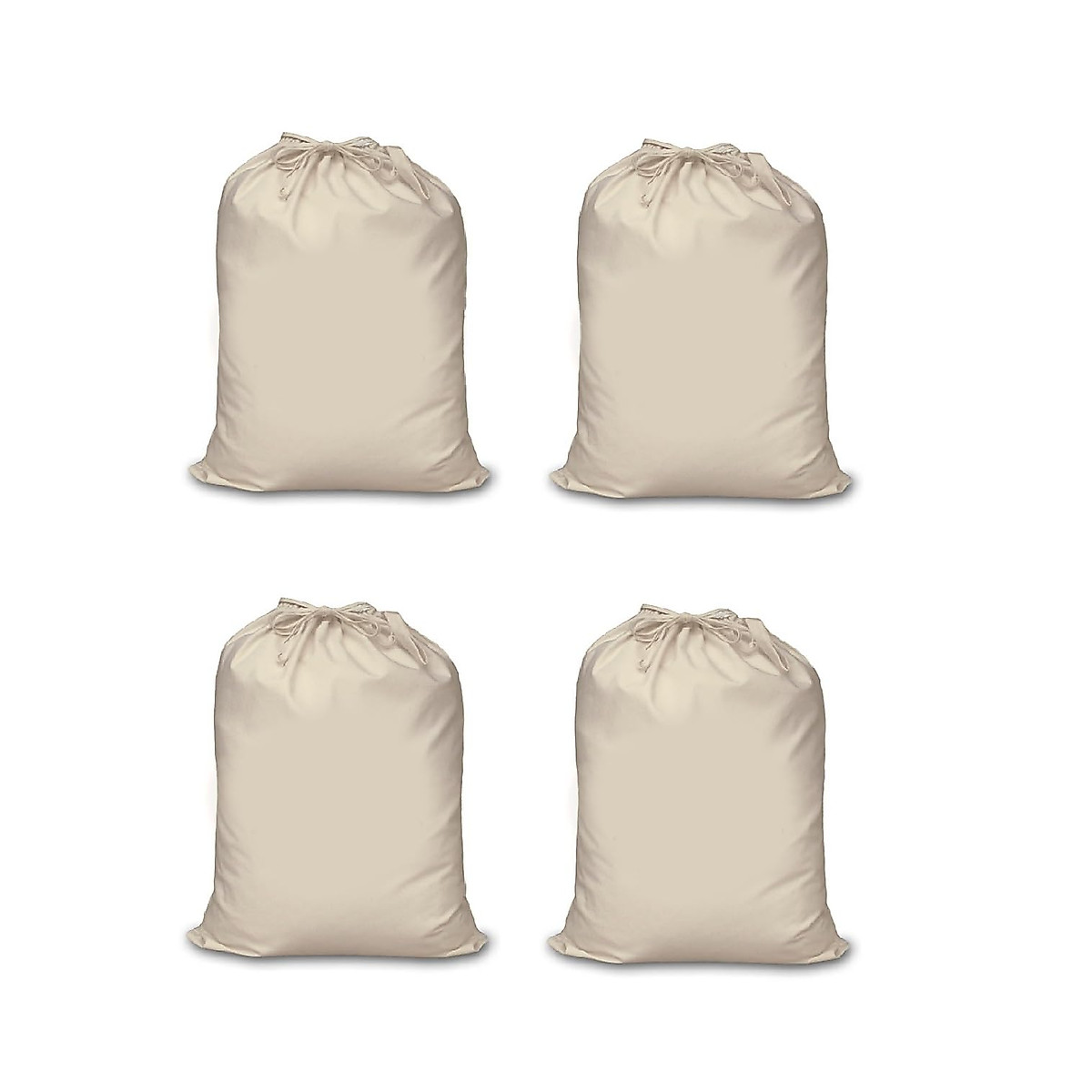 BIG EVENTS Cotton Laundry Bag for Clothes - Travel Organizer - Eco-Friendly 100% Pure Cotton Drawstring Bag - Large Size - Hanging Laundry Bag Foldable and Washable Laundry Plane (Pack Of 4)