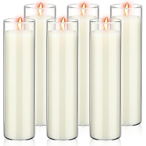 FoldTier 6 Pcs White Devotional Candles in Glass 2 x 8 Inches Catholic Candles Soy Wax Votive Prayer Candles Long Burning Religious Candles for Christmas Sanctuary Vigils Blessing Church Meditation