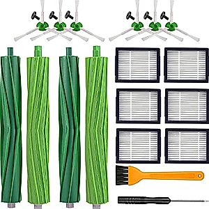 COMUSTER Replacement Parts Compatible for iRobot Roomba E&i&j Series i7 j7 i3 i4 i7+ Plus i3+ i4+ i6 i6+ i8 i8+ E5 E6 j7+ Plus,4Multi-Surface Rubber Brush,6High-Efficiency Filter,6Edge-Sweeping Brush