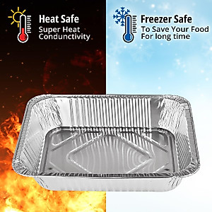 COMFICOVE Aluminum Pans Disposable (20 Pack), 21x13 Pans for, Prepping, Roasting, Food, Storing, Heating, Cooking, Chafers, Catering, BBQ Grilling, Sturdy Baking Pan Trays