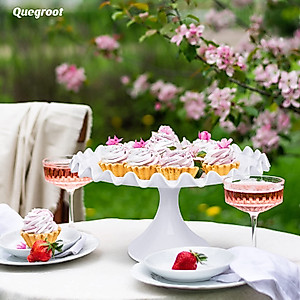 Quegroot 12-Inch Porcelain Cake Stand, Wedding Cake Stand, Round Dessert Stand, White Cake Stand, Cupcake Stand for Wedding, Birthday Party