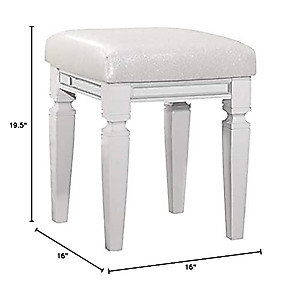 Lexicon Laoghaire Fabric Vanity Stool, White