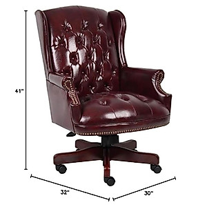 Scranton & Co Traditional Faux Leather High Back Tufted Executive Chair in Red