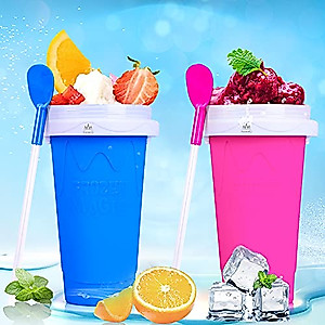 Ansamly Slushy Maker Cup,TIK TOK Magic Quick Frozen Smoothies Cups,Ice Cream Maker Cup with Travel Easy-carry,Slushies and Homemade Milk shake in Minutes,Blue