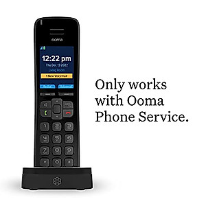 Ooma HD3 Handset cordless phone with picture caller-ID and HD voice quality, Works only with Ooma Telo VoIP free Internet home phone service.