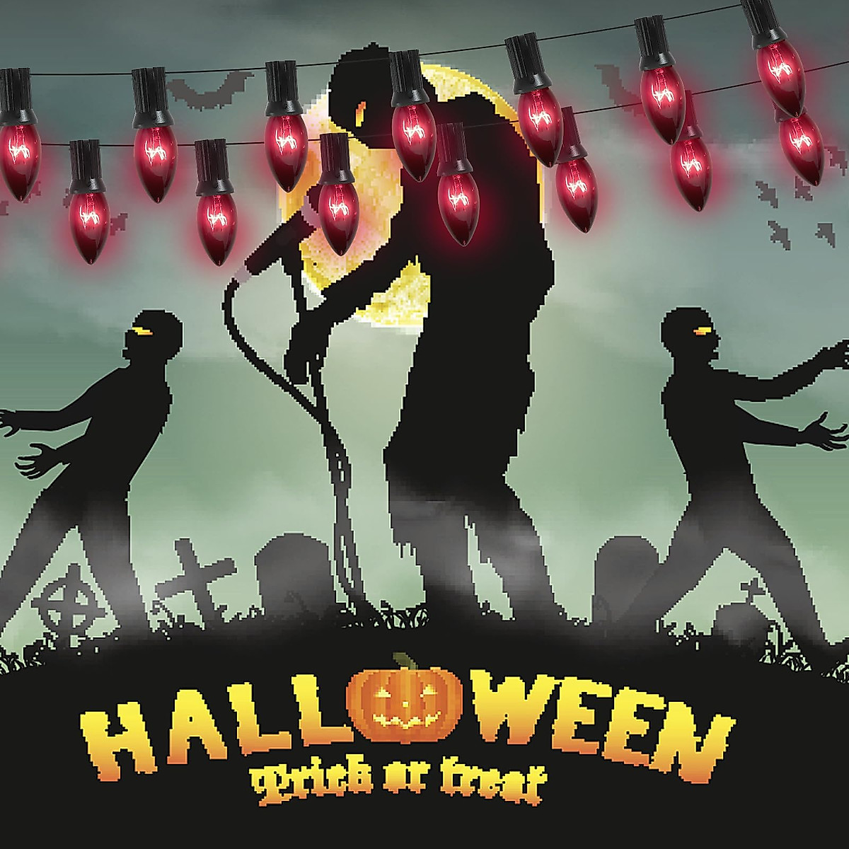 25 Pack C9 Halloween Replacement Bulbs, Black Halloween Bulbs Dark Purple Light for Indoor Outdoor Patio Halloween Christmas Party String Lights, 7W Incandescent, C9/E17 Intermediate Base