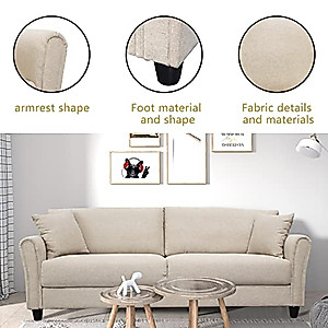 Melpomene 85'' Sofa w/Flared Arm, Couch for Living Room Linen Minimalism/Mid-Century/Contemporary Style (Beige)