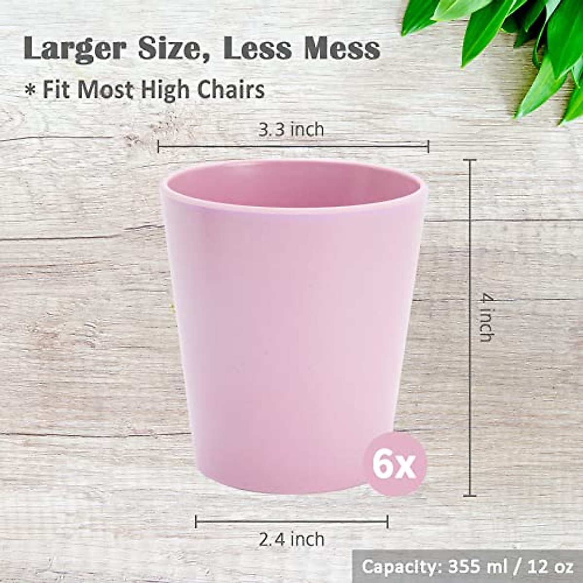 HM-tech 6pcs Bamboo Kids Cups for Baby feeding, Toddler cups for Drinking，Tableware for Baby Toddler Kids Bamboo Kids Dinnerware sets