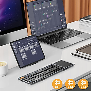 ProtoArc Foldable Bluetooth Keyboard with Touchpad, XK02 Folding Wireless Keyboard for Travel, Pocket-Sized Compact Portable Keyboard for iPad iPhone Tablet Laptop Windows iOS Android