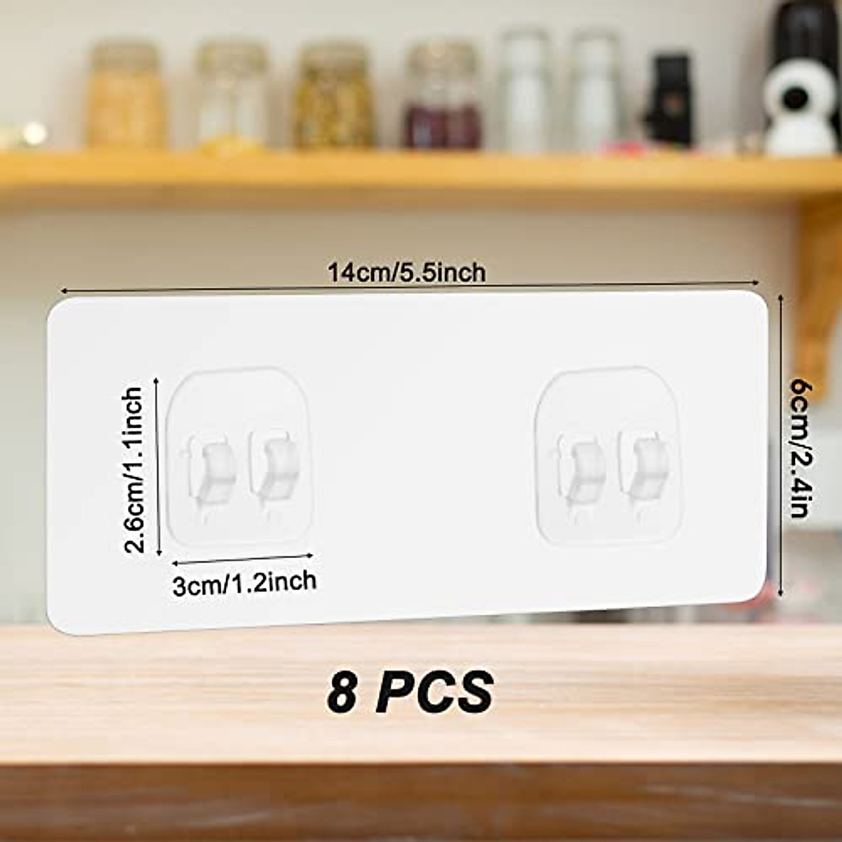 Prasacco 8 Pcs Shower Shelf Adhesive Hooks, Shower Caddy Adhesive Replacement, Strong Adhesive Hooks for Shower Corner Shelf Basket