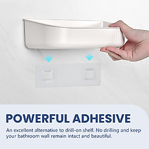 JOMOLA Shower Caddy Shelf Organizer Rack Self Adhesive Bathroom Shelves Basket Home Farmhouse Wall Inside Organization and Storage Decor Rv Accessories White