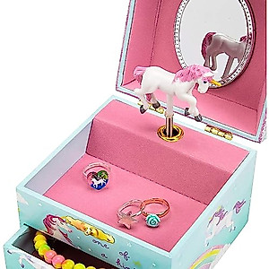 Jewelkeeper Musical Jewelry Box, Unicorn Rainbow Design with Pullout Drawer, The Beautiful Dreamer Tune