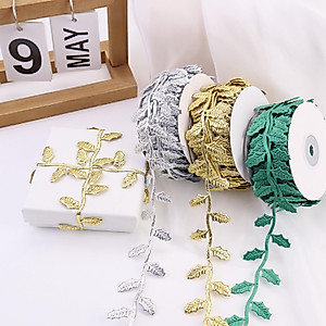 Gold Leaf Ribbon 10Yards Leaves Trim Rope Artificial Leaf Ribbon for Garland Gift Wrapping Party Wedding Home Decorations