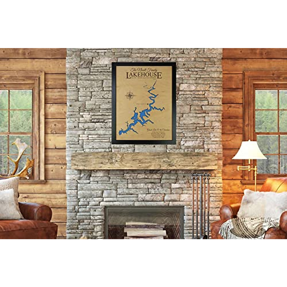 Personalized House Decor Wood Lake Map of Any Lake - Customized Handmade Gifts for Lake House Wall Decor