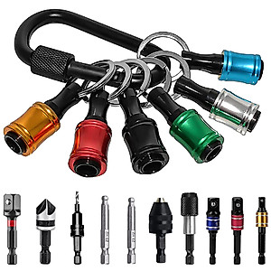 LUEXBOX 1/4 Inch Bit Holder Keychain, Hex Screwdriver Bits Holder Extension Bar, Quick Change Screw Bit Holder for Most Electric, Hand-held Screwdrivers and Drill Bits(6 PCS)