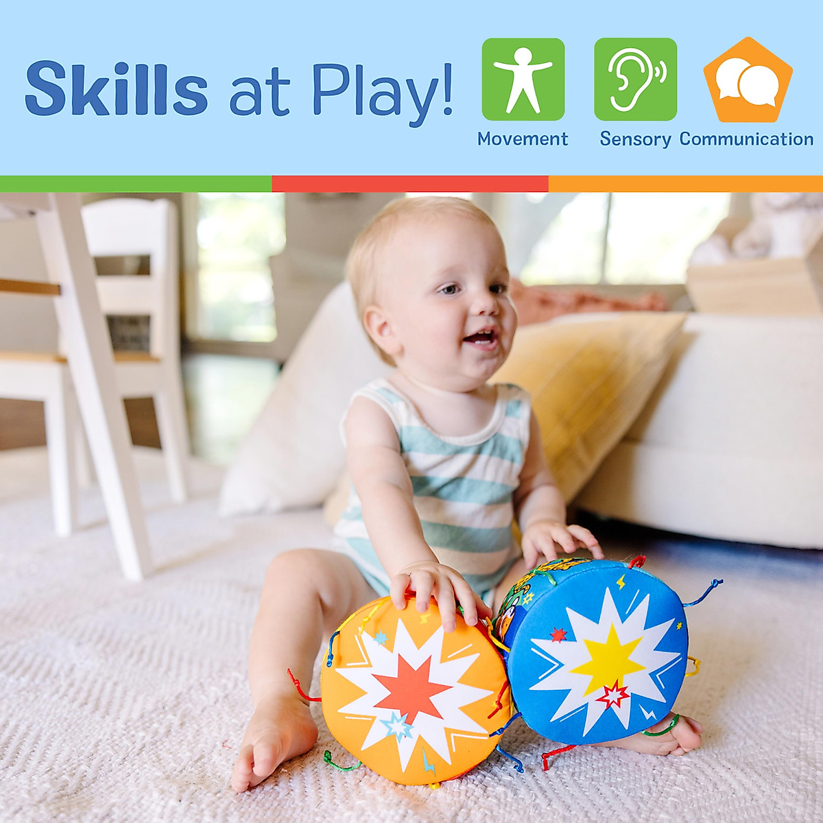 Melissa & Doug K's Kids Bongo Drums Soft Musical Instrument, Multicolor, 1 EA