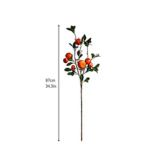 FXforer 4 Pcs Artificial Orange Branch,34.3 Inch Simulation Fruits Tree Stem with Green Leaves,Imitation Plants Bouquet for Home Garden Holiday Decor, 210402YF34-2-4a-10479-1849293441, Yellow, 87CM