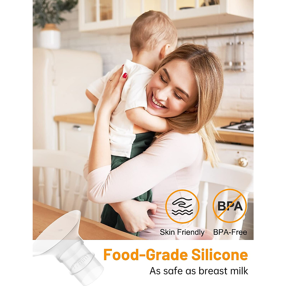 Mumgaroo Hands Free Breast Pump Accessories, 17MM Flange Insert for Mumgaroo Wearable Breast Pump, Also Compatible with MomMed S18/S21, NICEGREEN Life S21, MISSAA S18/S21, Reduced Flange to 17MM