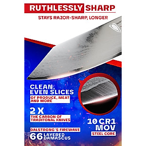 Dalstrong Chef Knife - 8 inch - Firestorm Alpha Series - Premium 10Cr15CoMoV High-Carbon Steel - Traditional Japanese Wa Stabilized Wood & Resin Handle - Kitchen Knife - Chef's Knife - w/Sheath