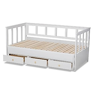 Baxton Studio Kendra Modern and Contemporary White Finished Expandable Twin Size to King Size Daybed with Storage Drawers