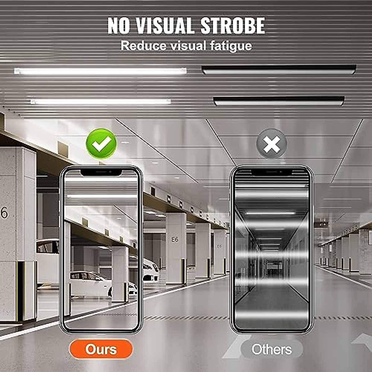 VEVOR 10 Pack LED Shop Light, 4 FT, 40W Linkable Shop Light Fixture, 5000 LM Ceiling Lights 59 in Power Cords with ON/Off Switch 48 in Connector Cables, for Garage Warehouse Home Workkshop and Office