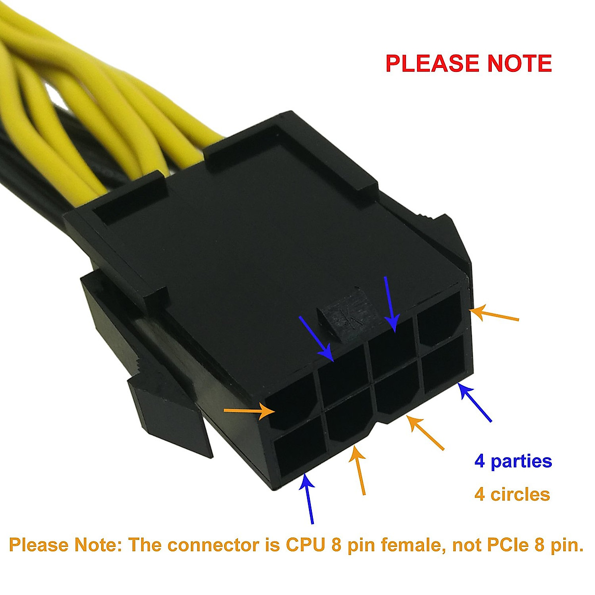 (2-Pack) COMeap CPU to GPU, CPU 8 Pin Female to Dual PCIe 8 Pin (6+2) Male Splitter Cable for Graphics Card BTC Miner 9-inch (23cm)