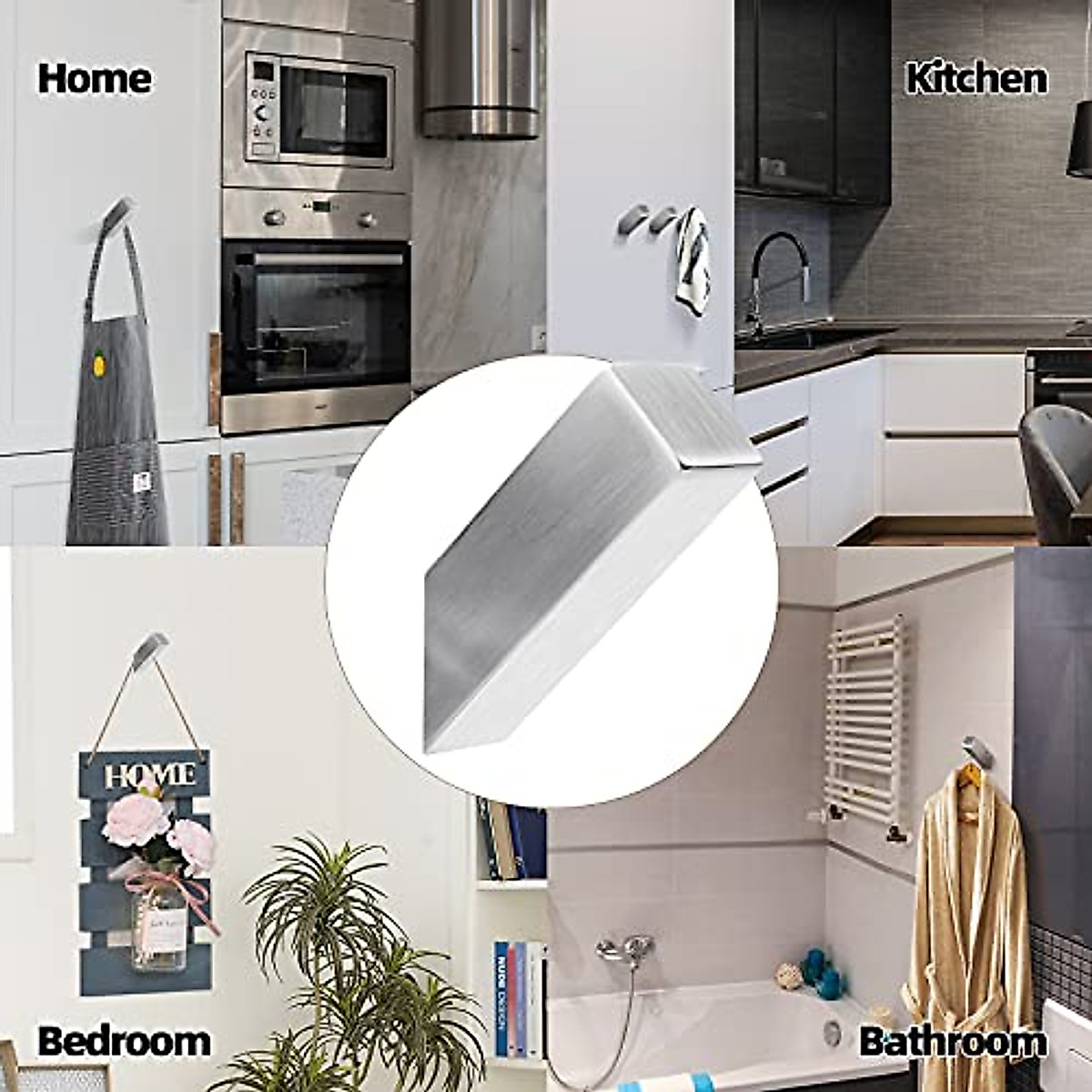 Modern Towel Hooks Stainless Steel 304 Rope Hooks for Bath Kitchen Bedroom Garage Hotel Wall Mounted (Brushed-2PCS)