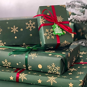 ZY-HUAN Christmas Wrapping Paper 70x50, 5pcs wrapping paper Sheets christmas With Ribbon, Xmas Wrapping Paper for Christmas Box Packaging