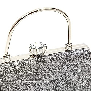 CHIC DIARY Crystal Clutch Purse for Women Top Handle Rhinestones Evening Bag for Party Prom Crossbody Shoulder Handbag (Silver)