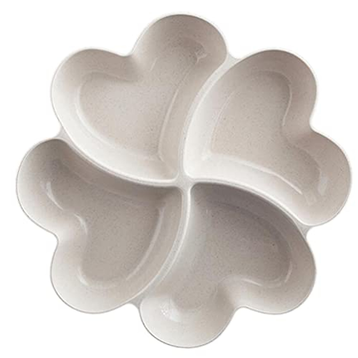 DOITOOL Divided Serving Tray Wheat Straw Appetizer Serving Dish 4 Section Cake Dessert Condiment Snacks Fruits Tray Platter for Nuts Candy Chips Heart White