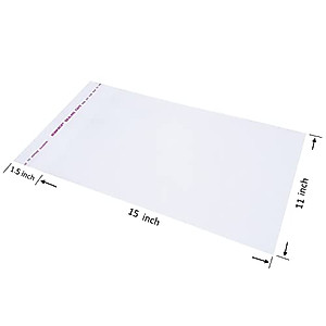 Wowfit 100 Count 11x15 inches Clear Cellophane Plastic Bags, Resealable Self-Sealing Cello Bags Great for Packaging Clothing, Shirts, Decorative Wrappers, Party Favors, Artwork and More