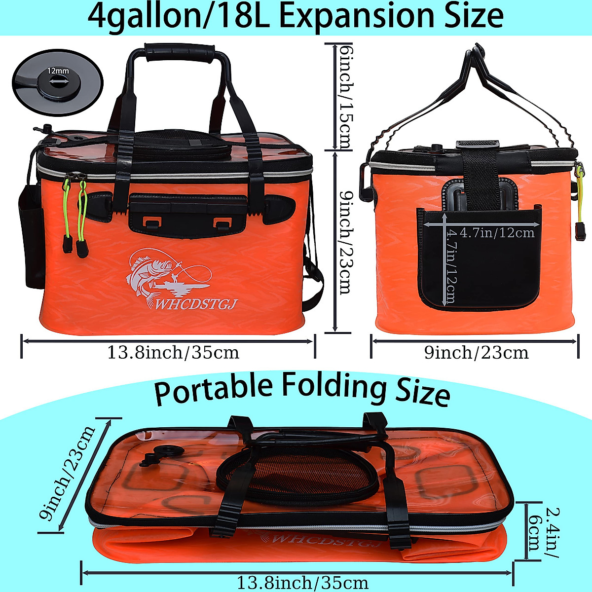 WHCDSTGJ Transparent Top Cover Fishing Bucket, Foldable Fish Bait Bucket, Multifunctional Minnow Bucket, Live Fish Container, Fish Protection Bucket, Outdoor Camping Fishing Bag.