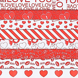 Valentines Tissue Paper Sheets Bulk 80 Sheets 20 * 20inch Per Sheet 8 Designs 10 Sheets Each Design Pattern Printed for Boxes,Wrapping Bags and Wine Bottles