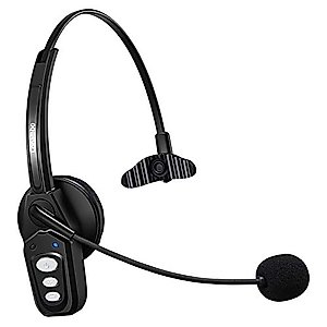 Conambo Bluetooth Headset V5.0, Pro Wireless Headset 16Hrs Talktime with Noise Cancelling Mic for Cell Phone iPhone Trucker Engineers Business Home Office -JBT800 (Black)