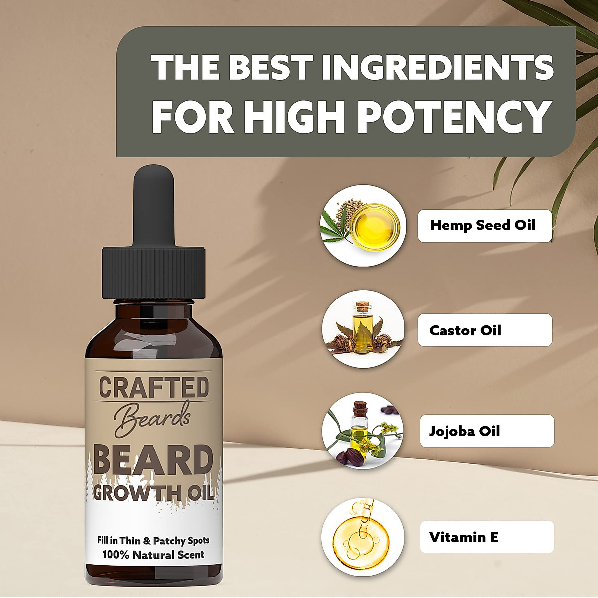 Crafted Beards Beard Growth Oil Serum - 1 fl Oz - Unscented - Helps Grow A Thicker Beard, Improves Beard Health, Fills in Thin and Patchy Spots - (1 Pack)