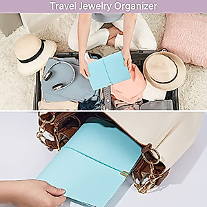 Unicorn Castle Jewelry Travel Organizer Case Jewelry Storage Book Organizer Earring Necklace Holder Jewelry Travel Bag with Transparent Zipper Bag for Women Ring Bracelets, Green