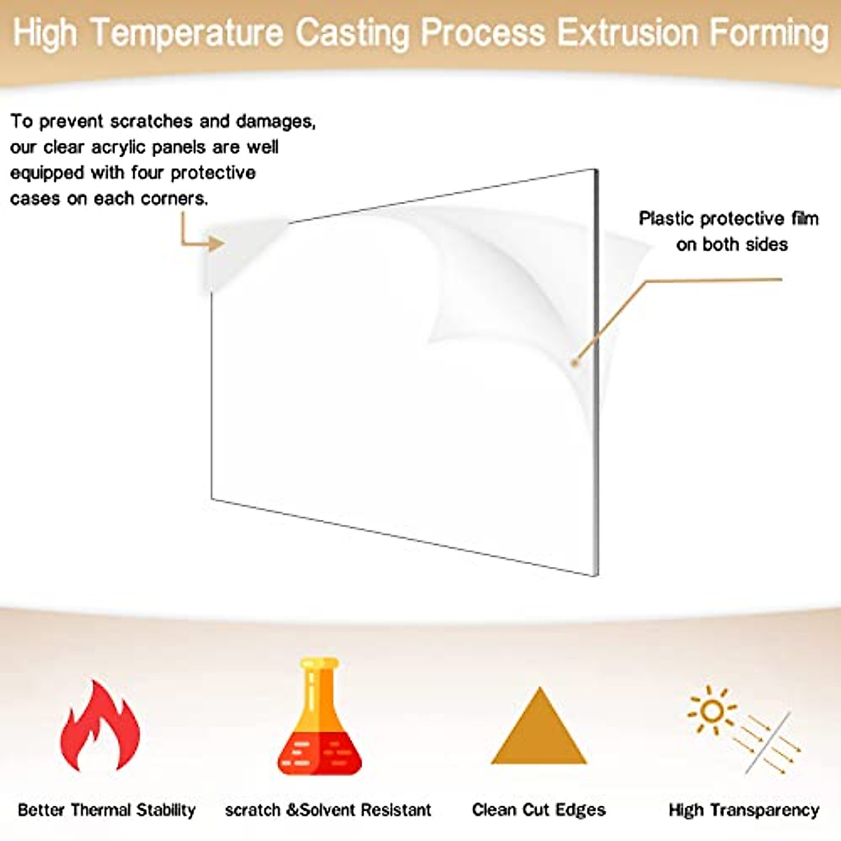 ADTDA 2 Pieces 1/8" Thick (3mm) Acrylic Sheets,Clear Cast Plexiglass 8” x 12” with Protective Paper for Signs DIY Display Projects,Craft,Photo Frames