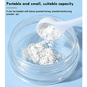 AKOAK Capacity 10 ml(0.33 oz) No Leaks Empty Reusable Plastic Loose Powder Compact Container DIY Makeup Powder Case with Sponge Powder Puff,Elasticated Net Sifter and Pink Threaded Screw Lid