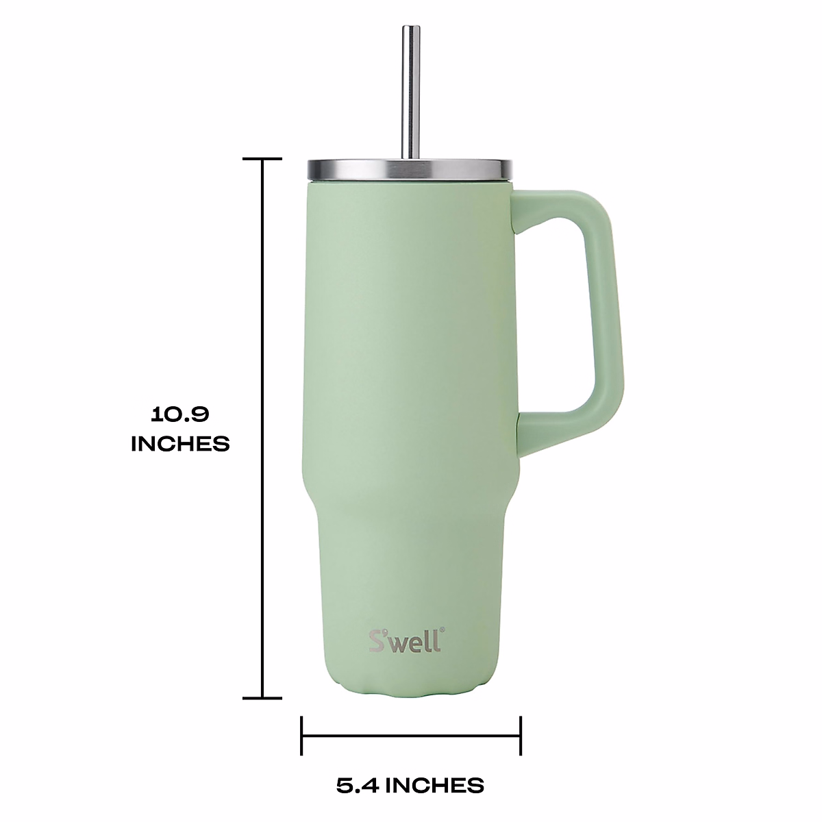 S'well Recycled Stainless Steel Tumbler XL with Straw and Handle, 30oz, Pistachio, Triple Layered Vacuum Insulated Containers Keeps Drinks Cold for 36 hours and Hot for 9