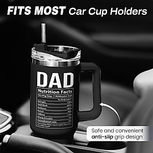 SANDJEST Dad Gifts for Dad from Daughter Son Best Dad Ever Tumbler with Handle 40oz Stainless Steel Insulated - Coffee Tumbler for Dad Father's Day Birthday Christmas Cup Gift Set with Lid & Straw