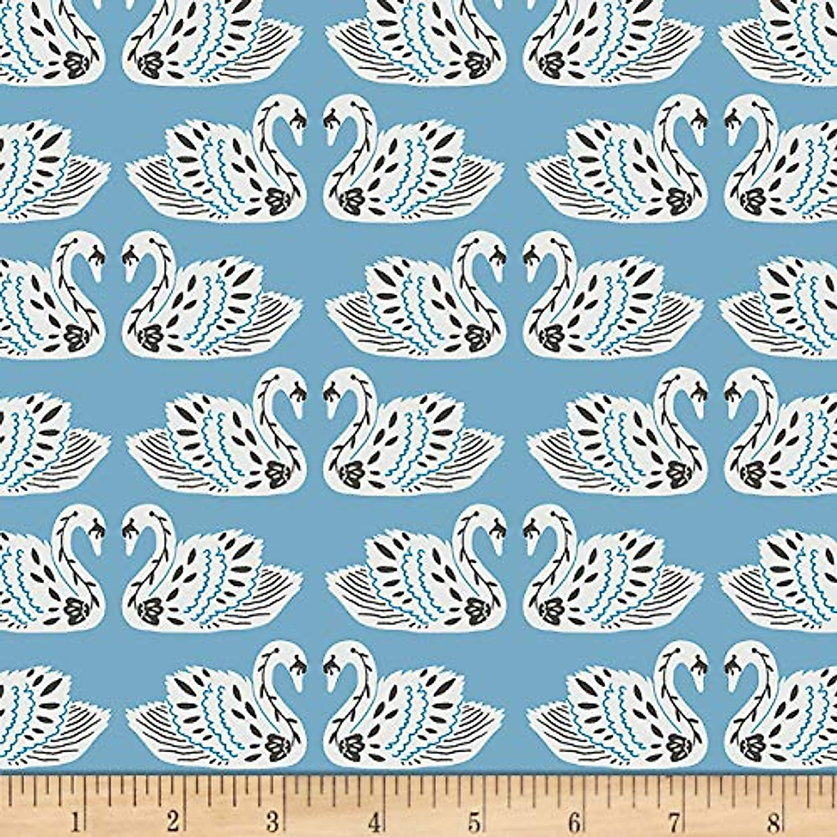 Art Gallery Fabrics Art Gallery Tallinn Baltic Swans Fabric, Sky Blue