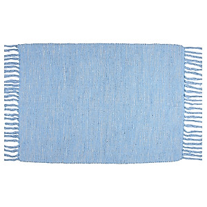Asraie Boho Eco Friendly Hand Woven & Reversible Cotton Ribbed Rag Rug 100% Recycled Cotton Area Rug for Living Room Kitchen Entryway 2x3' (Sky Blue)