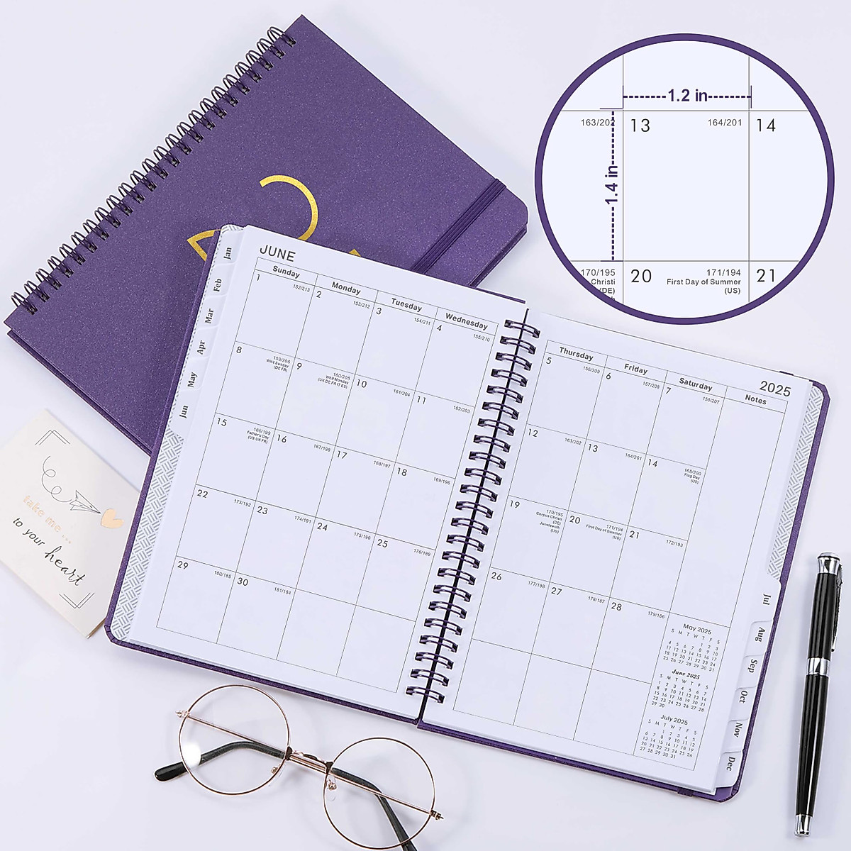 2023 Planner - Weekly Monthly Planner 2023, 2023 Planner with Tabs, January 2023 - December 2023, 6.45" x 8.45", Flexible Cover with Twin-Wire Binding, Banded - Purple