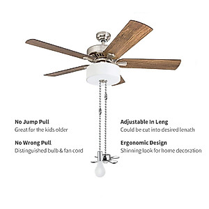 Ceiling Fan Pull Chain, 2pcs 3mm Diameter Beaded Ball , 13.6 Inches Fan Pulls Set with Connector（Nickel ）