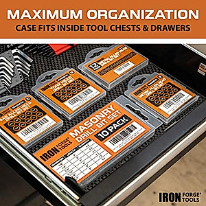 Masonry Drill Bit Set of 10 for Concrete, Ceramic Tile, Brick, Glass, Plastic, Wood & More - Chrome Plated with Carbide Tips