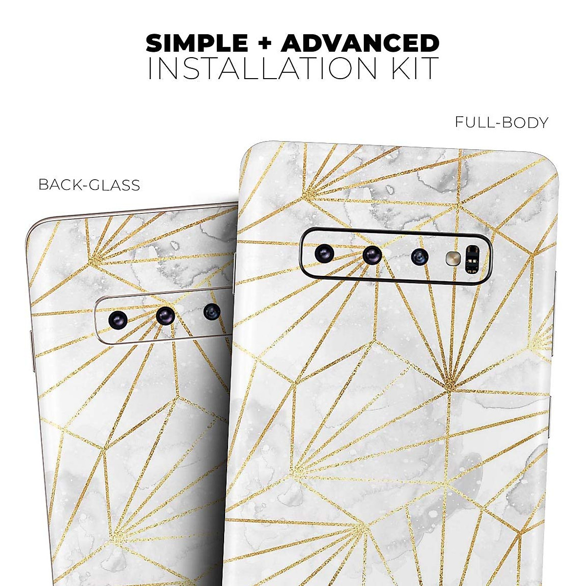 DesignSkinz Karamfila Watercolor & Gold V4 Protective Vinyl Decal Wrap Skin Cover Compatible with The Samsung Galaxy S20 (Screen Trim & Back Glass Skin)