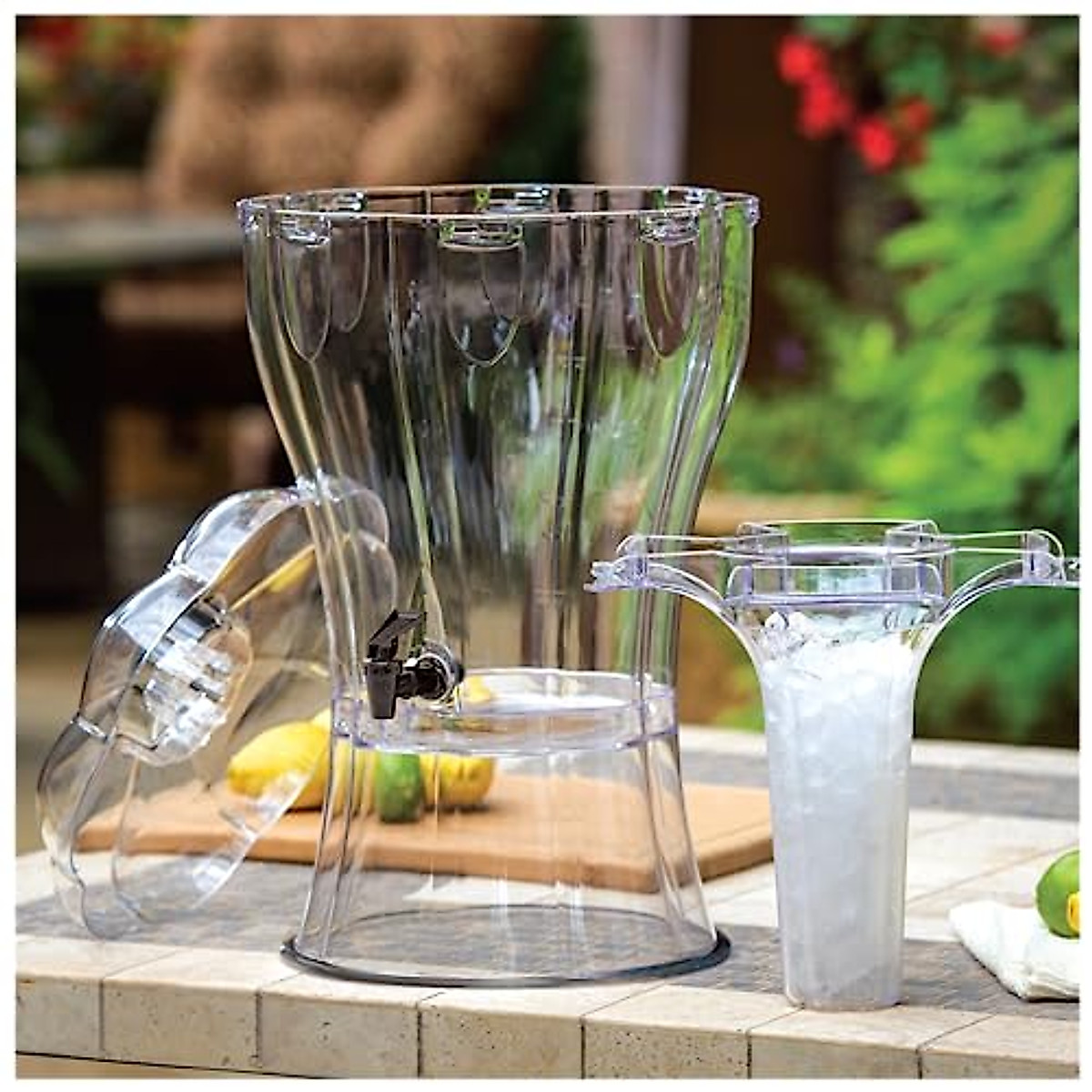 Buddeez Clear Drink 3.5 Gallon Plastic Beverage, Comes with Stand, Spigot, Ice Cone, Large Punch Dispenser for Parties