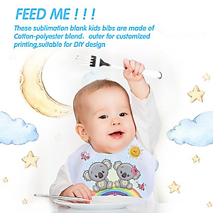 HooLing 12 Pieces Sublimation Blank Baby Bib White Blank Baby Bib Reusable Heat Transfer Printing DIY Baby Newborn Crafts Gifts, 30 x 27 cm