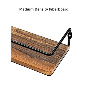 QEEIG Floating Shelves Bathroom Decor - Wall Shelf with Towel Bar Farmhouse 16 inch Set of 2, Rustic Brown (FS636)