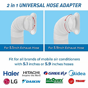 ZOOI 5.1"/5.9" Diameter Portable Air Conditioner Window Kit, Sliding AC Vent Kit for Exhaust Hose,20"-55" Length Universal Window Seal Kit, Adjustable AC Kit PVC Seal for Sliding Window